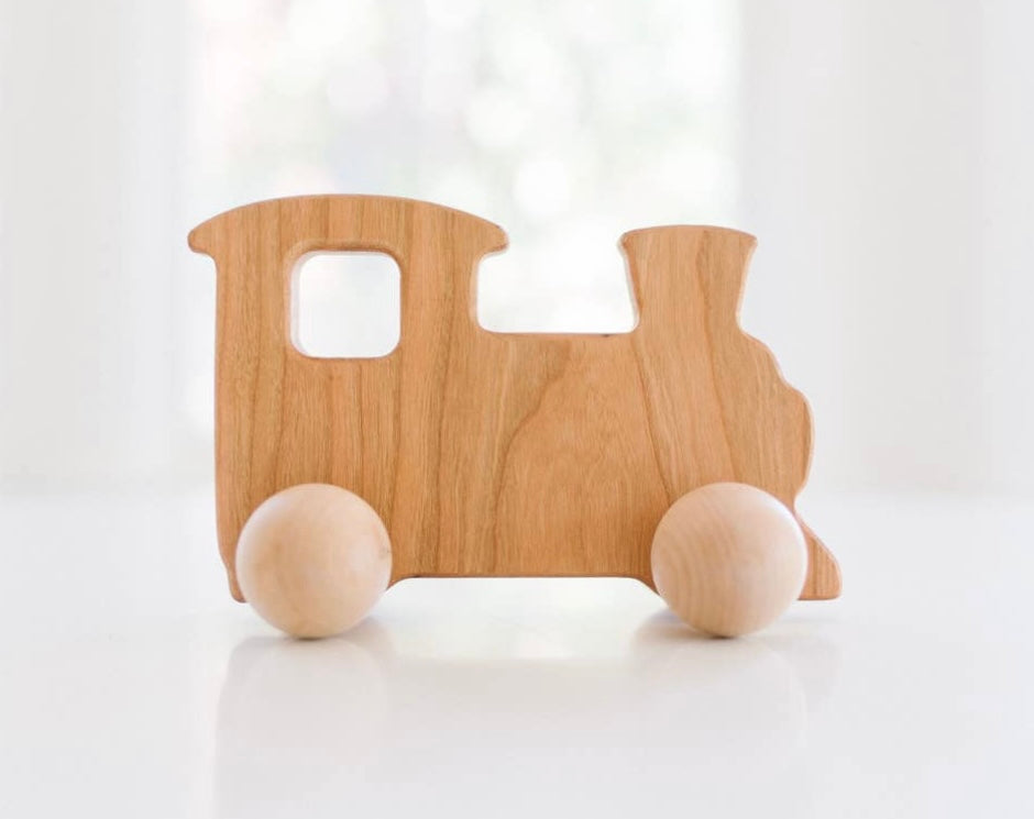 Wooden Train Push Toy – Bows and Bundles